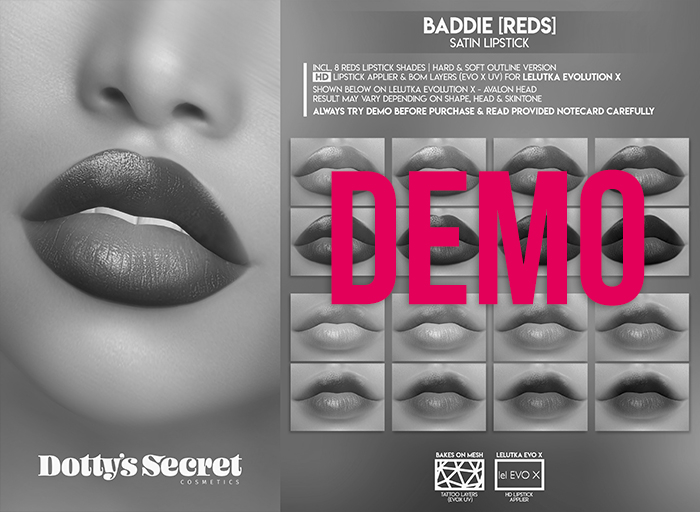 Second Life Marketplace - Dotty's Secret - Baddie - Satin Lipstick ...